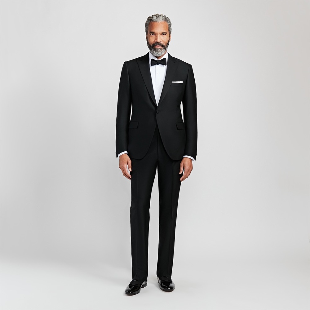 Classic 1 Button Satin Lapel Tuxedo Jacket & Pants - Gem